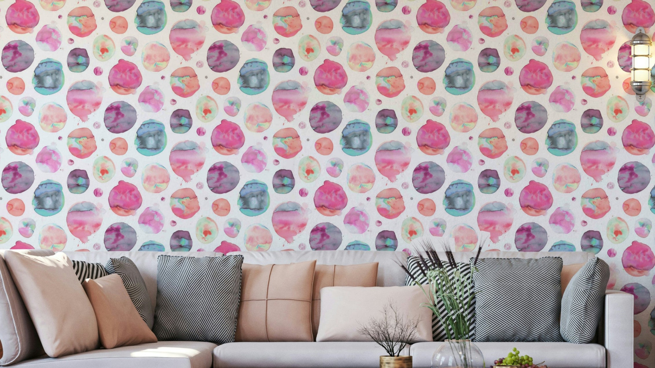 Pink Watercolor Dots Wallpaper – Bold & Soft