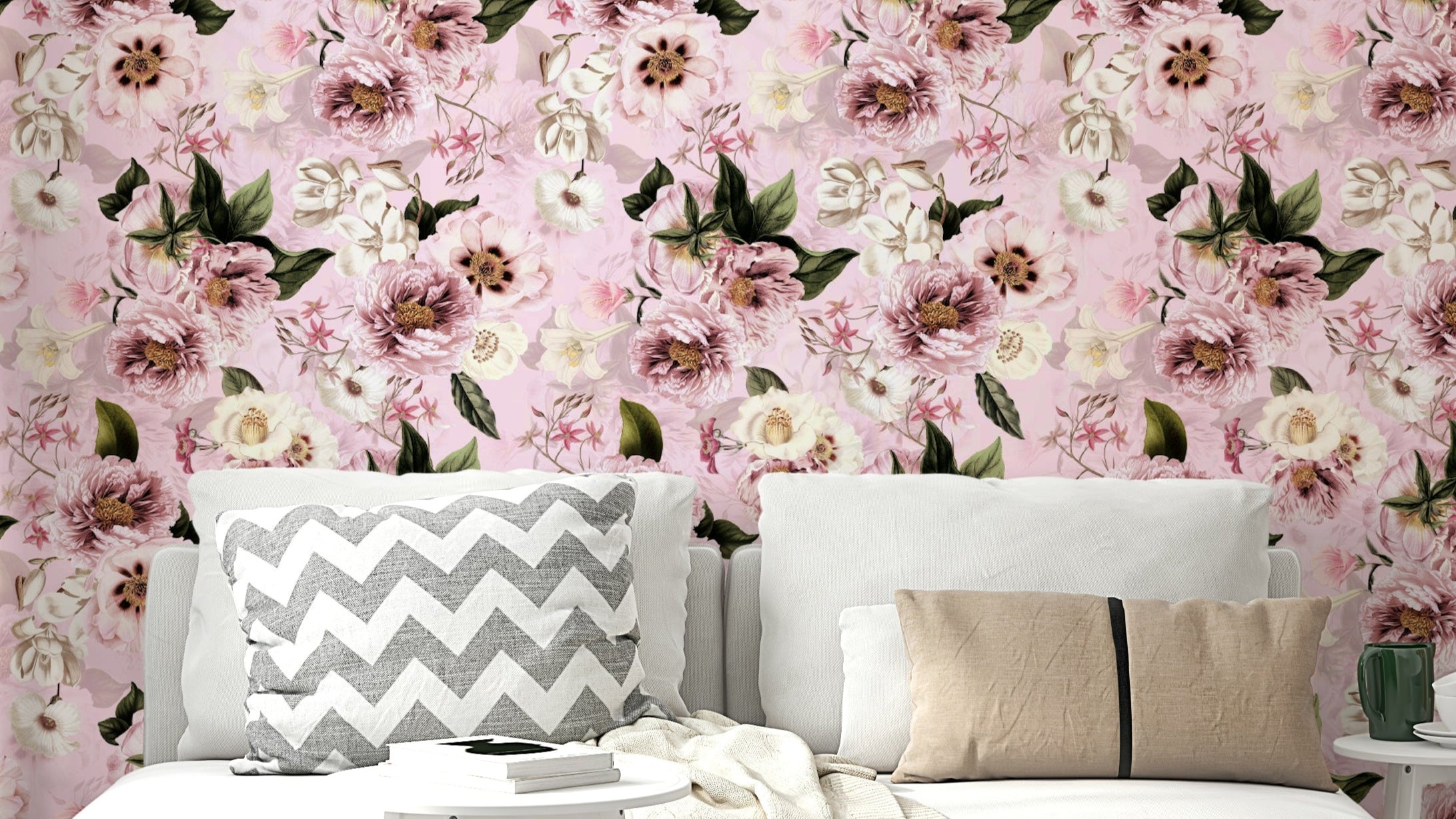 Grandmillennial Heritage Peonies Blush Floral Wallpaper