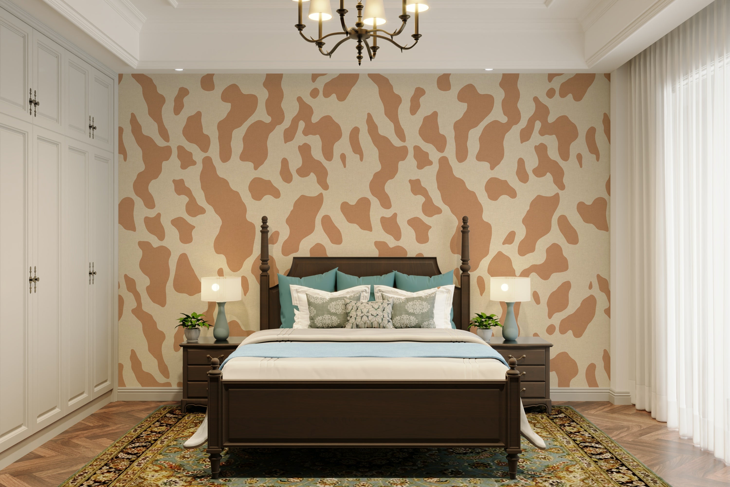 Tan Spots Farmhouse Wallpaper