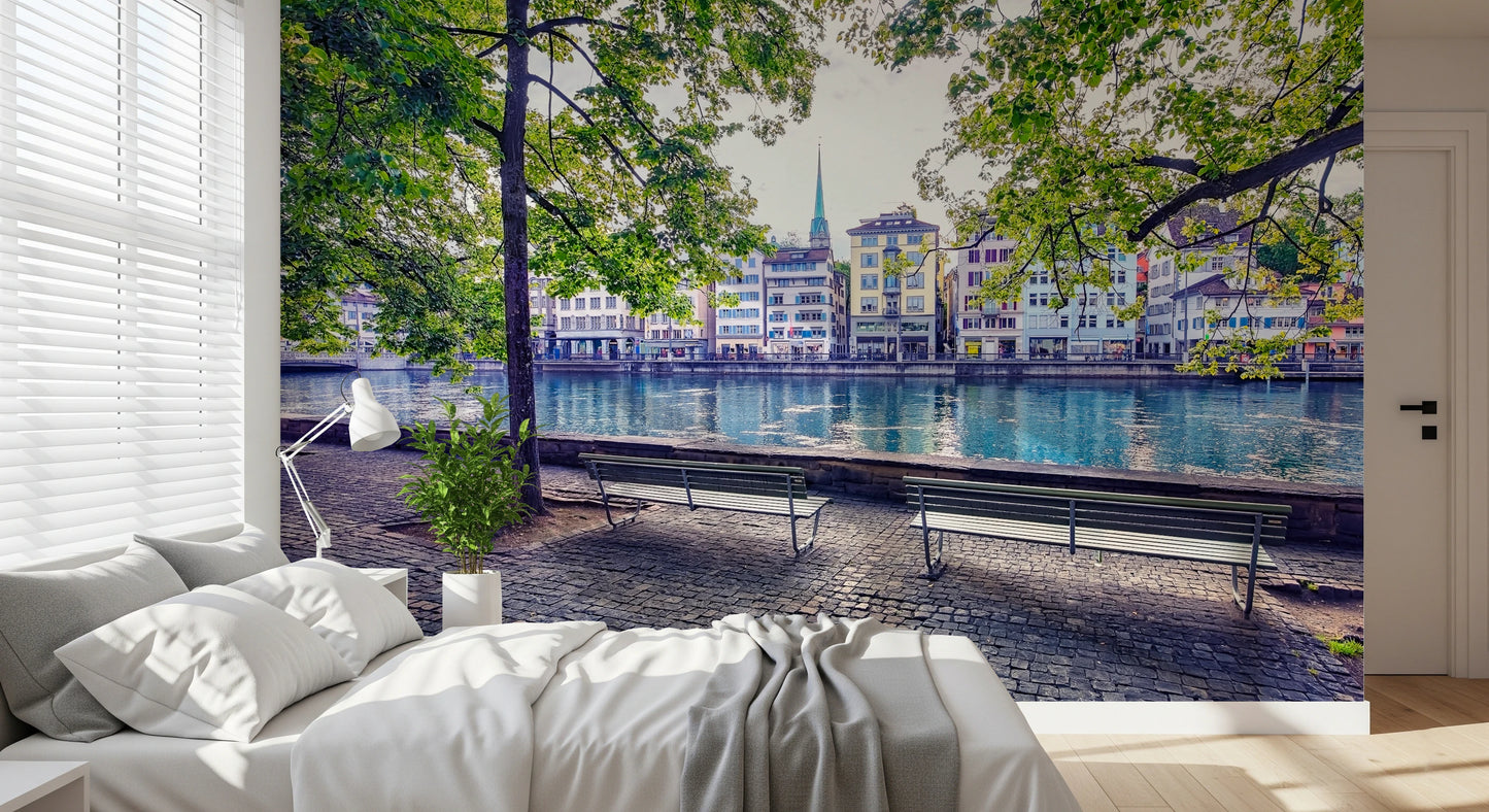 Zurich River View Wallpaper