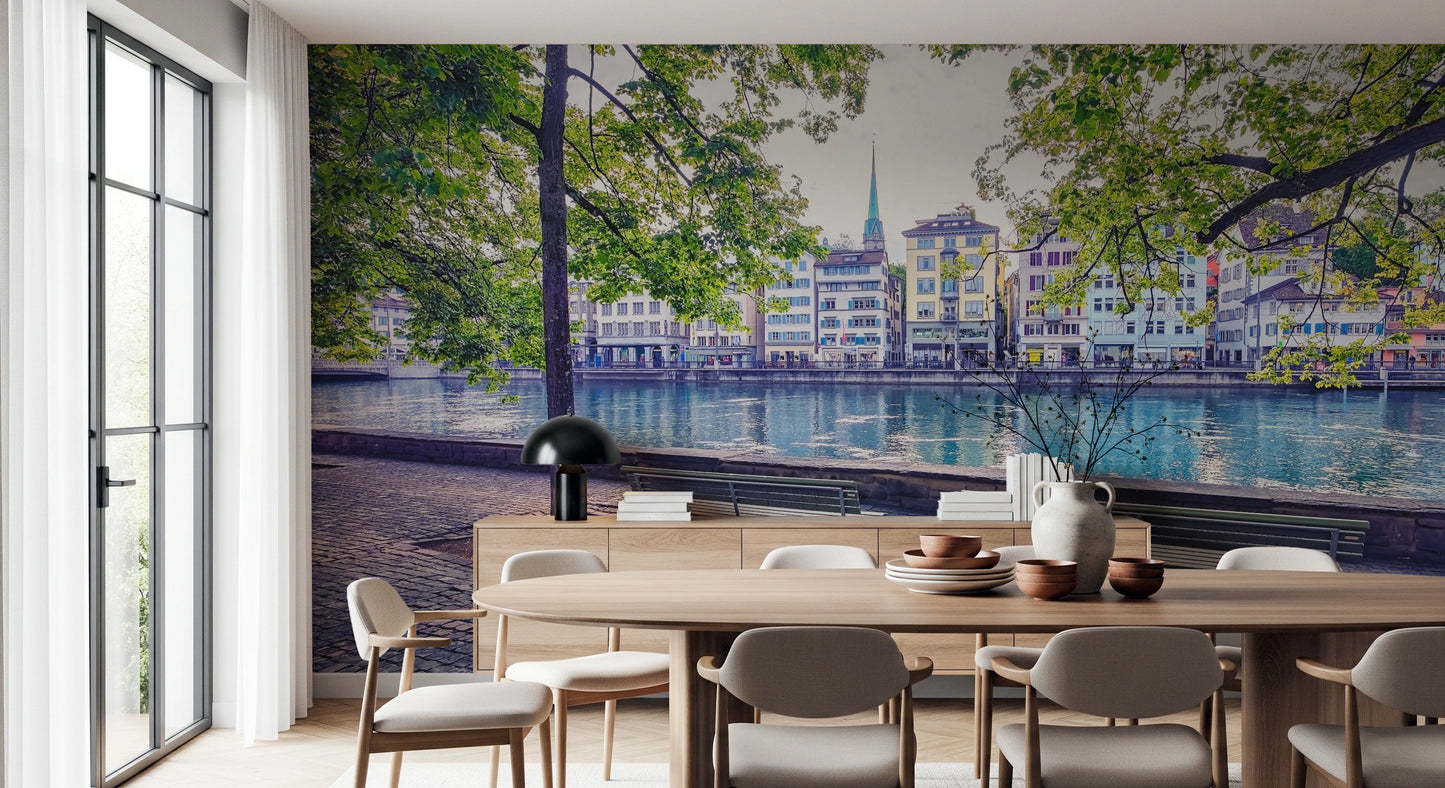 Zurich River View Wallpaper