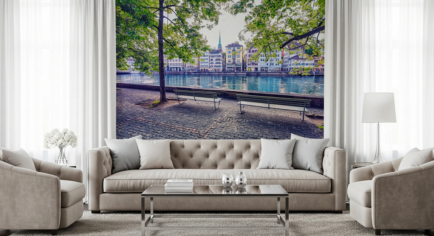 Zurich River View Wallpaper