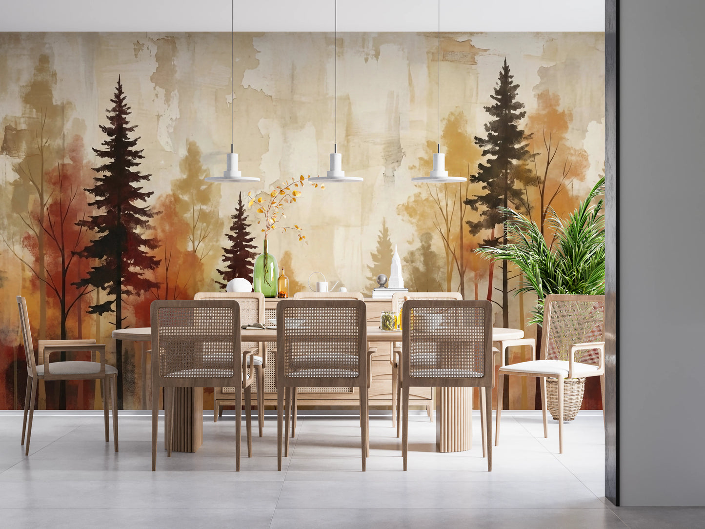 Autumn Forest Mural: Hazy Tranquillity
