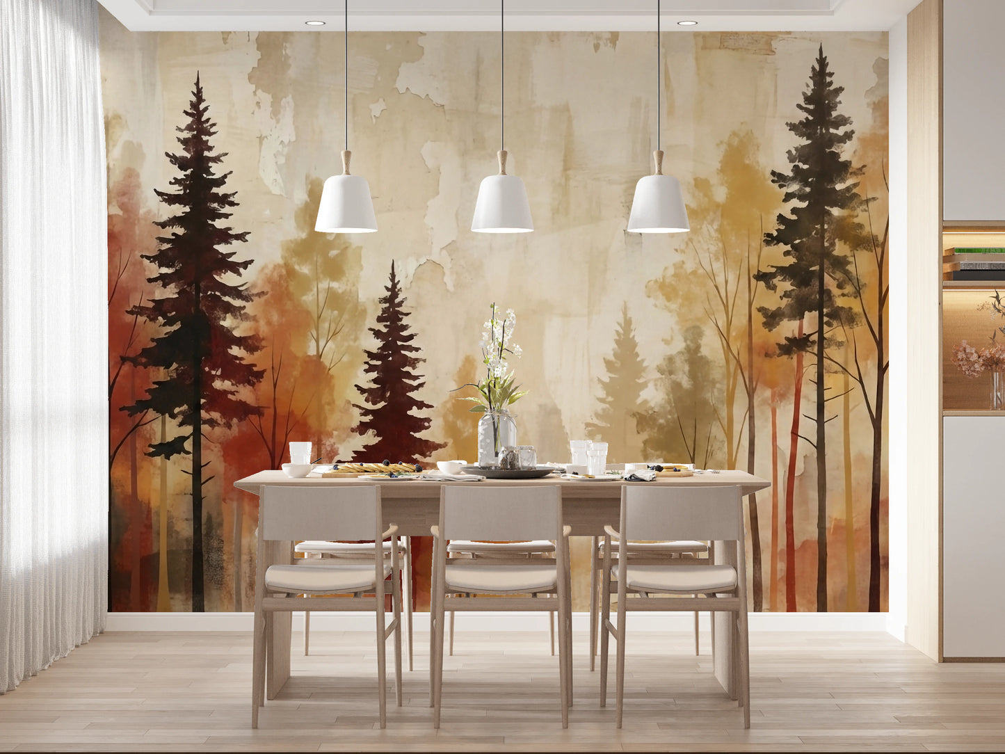 Autumn Forest Mural: Hazy Tranquillity