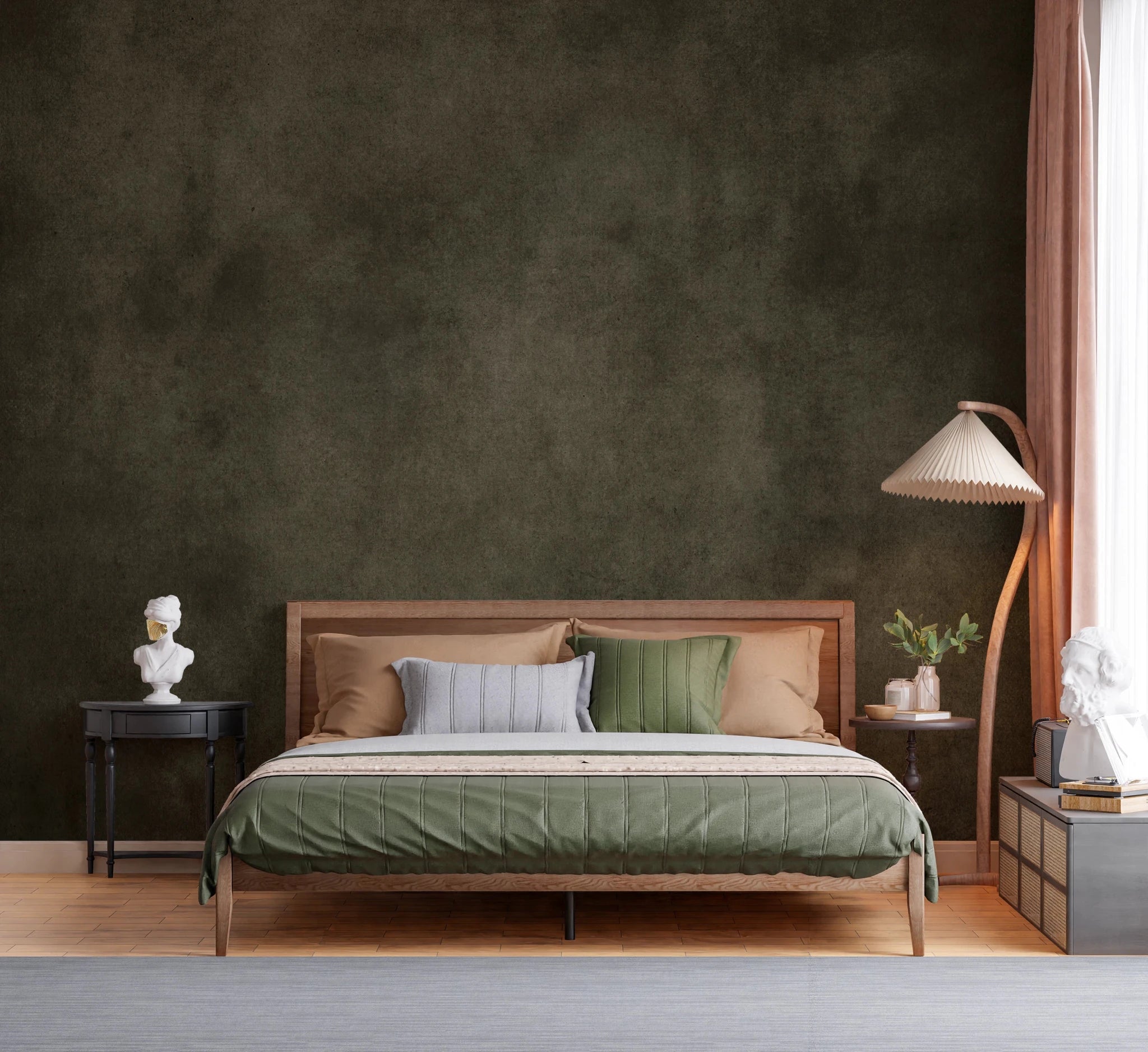 Earthy brown textured wall mural with subtle olive undertones.