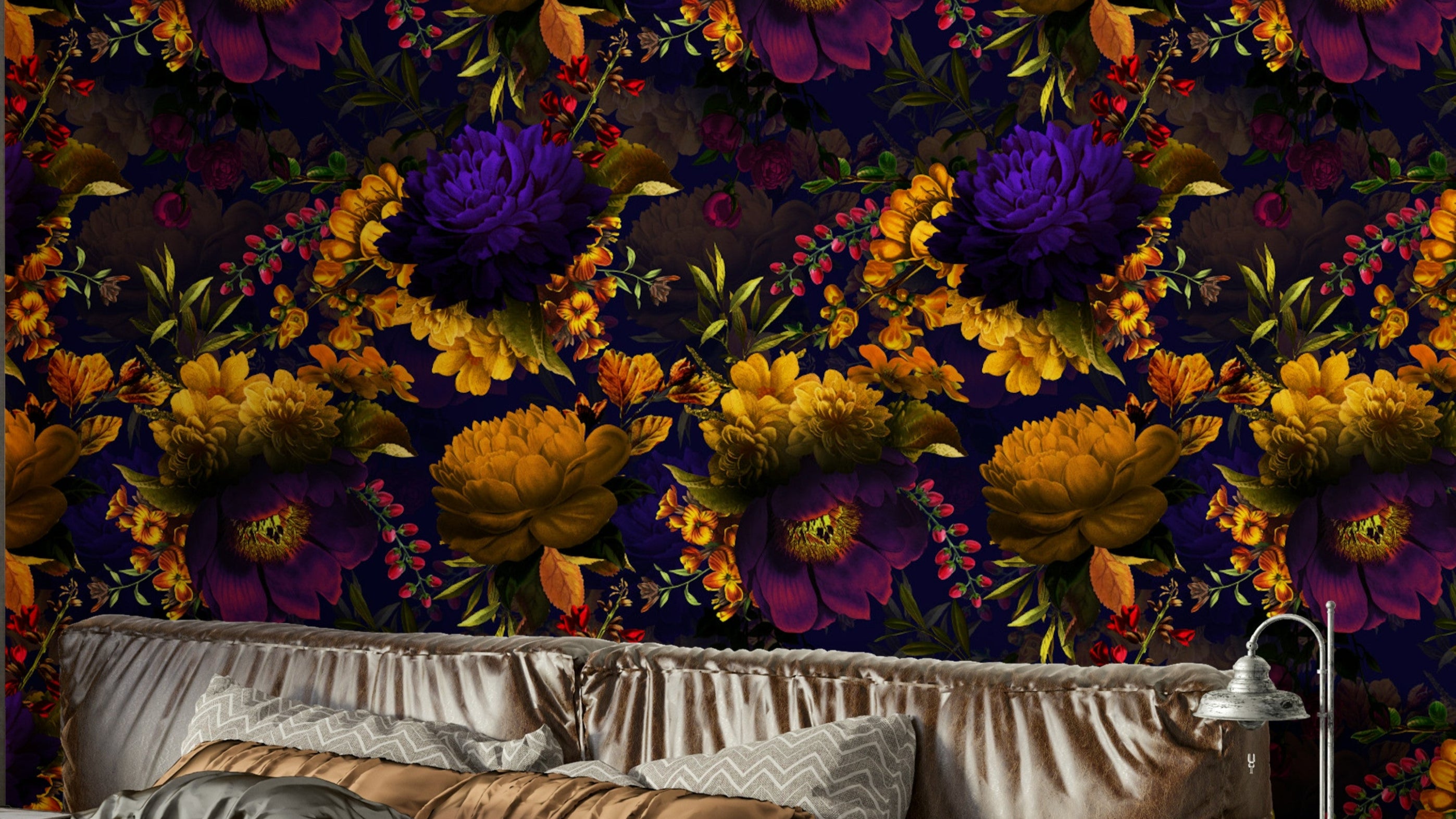 Grandmillennial Gothic Floral Wallpaper – Dark & Dramatic