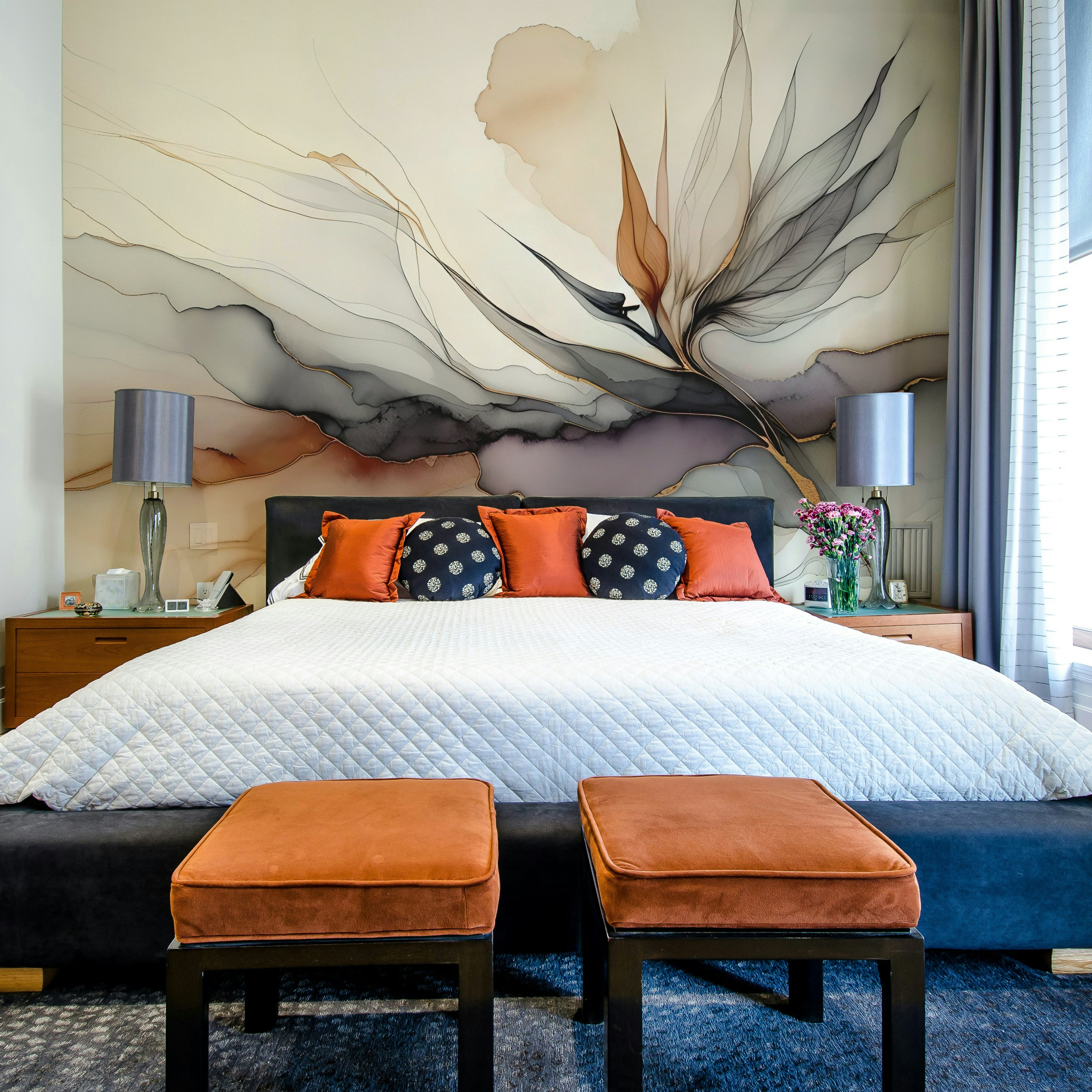 Inky Bird of Paradise Wall Mural - Tropical Wall Decor