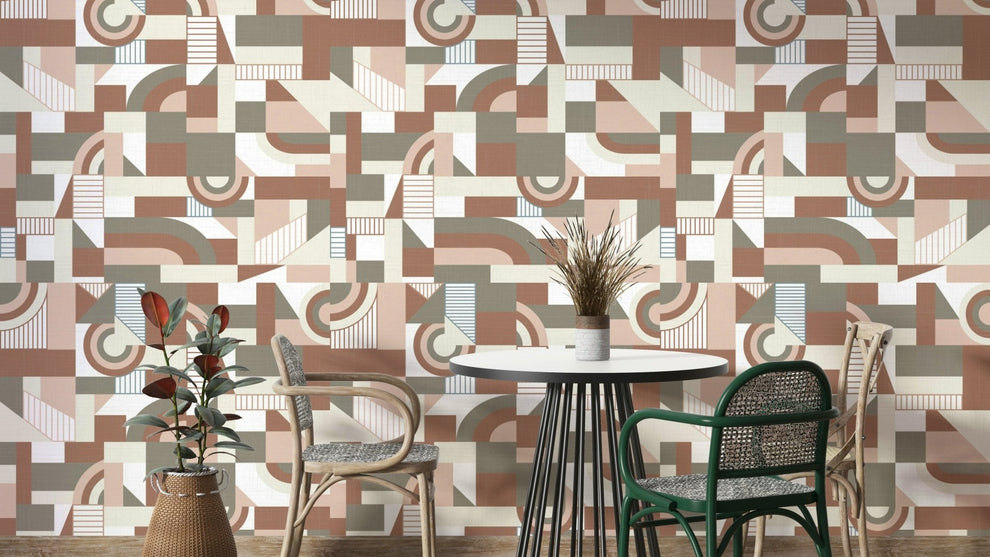 Mocha Geometric Wallpaper - Modern Design | Buy in UK