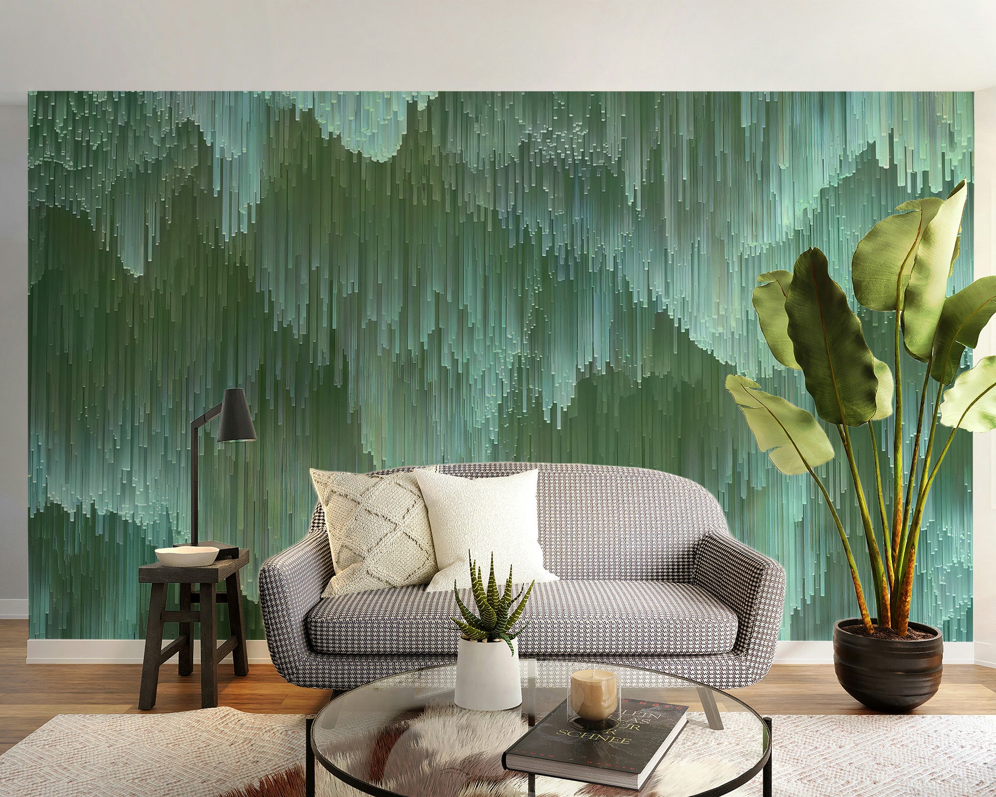 Buy Emerald Rain Aesthetic Green Wallpaper Mural Now
