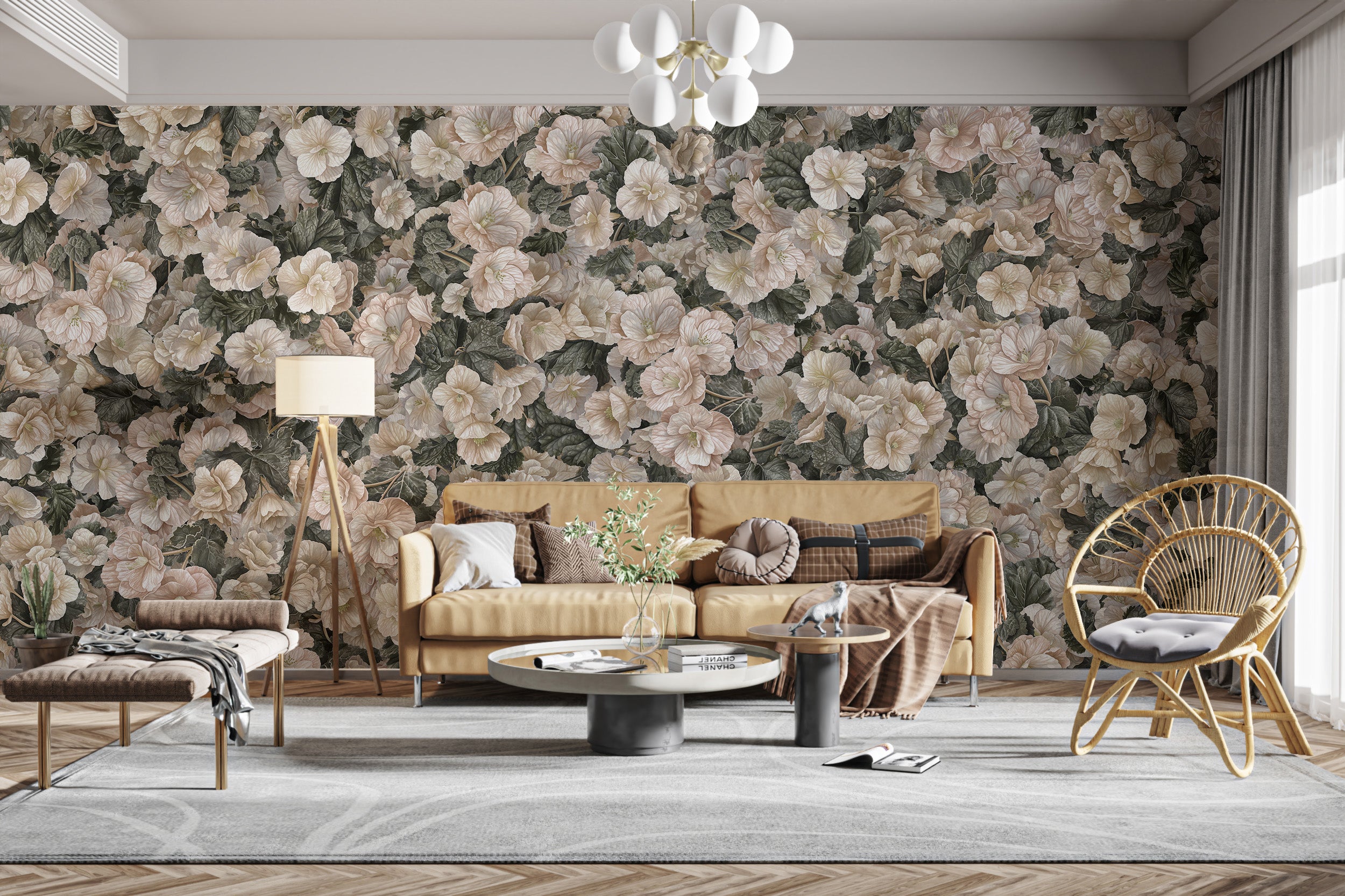 Classic Begonia Elegance: Premium Wall Mural Designs | UK